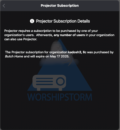 Managing the Projector Subscription – WorshipStorm